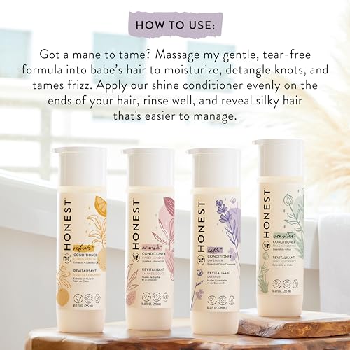 The Honest Company Silicone-Free Conditioner | Gentle for Baby | Naturally Derived, Tear-free, Hypoallergenic | Lavender Calm, 10 fl oz
