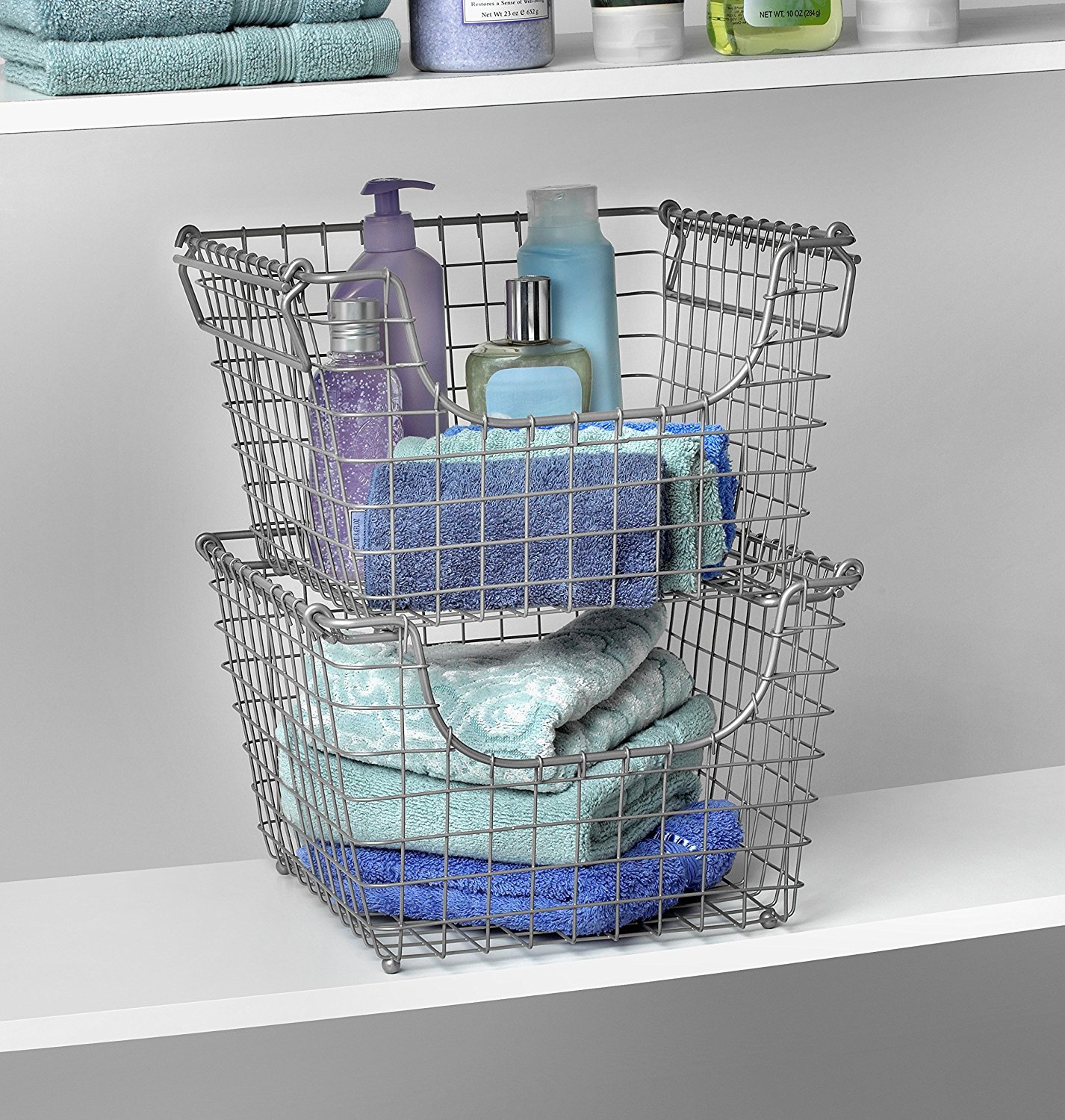 Spectrum Diversified Scoop Stacking Storage Basket, Medium, Satin Nickel (03277)