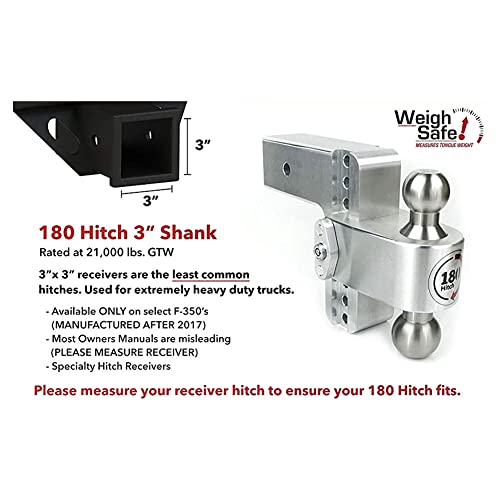 Weigh Safe Adjustable Trailer Hitch Ball Mount - 6" Adjustable Drop Hitch for 3" Receiver - Premium Heavy Duty Aluminum Trailer Tow Hitch w/ Stainless Steel Tow Balls (2" & 2 5/16") - 21,000 GTW
