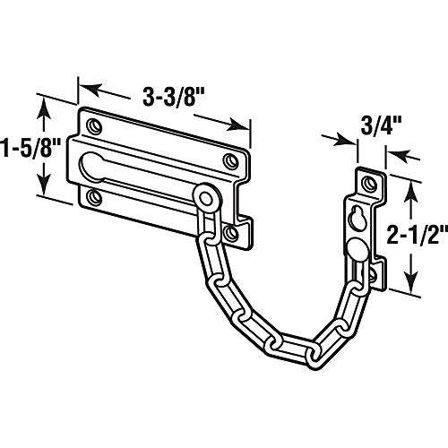 Prime-Line U 9852 Chain Door Guard, Stamped Steel w/Steel Chain, White Painted Finish (Single Pack)
