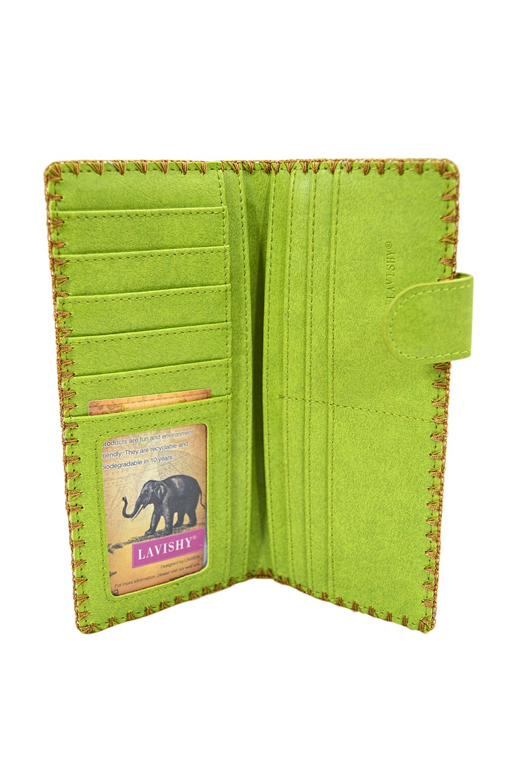 Lavishy Rockabilly Rose & Sugar Skull Day of the Dead Embroidered Large Wallet (Green)