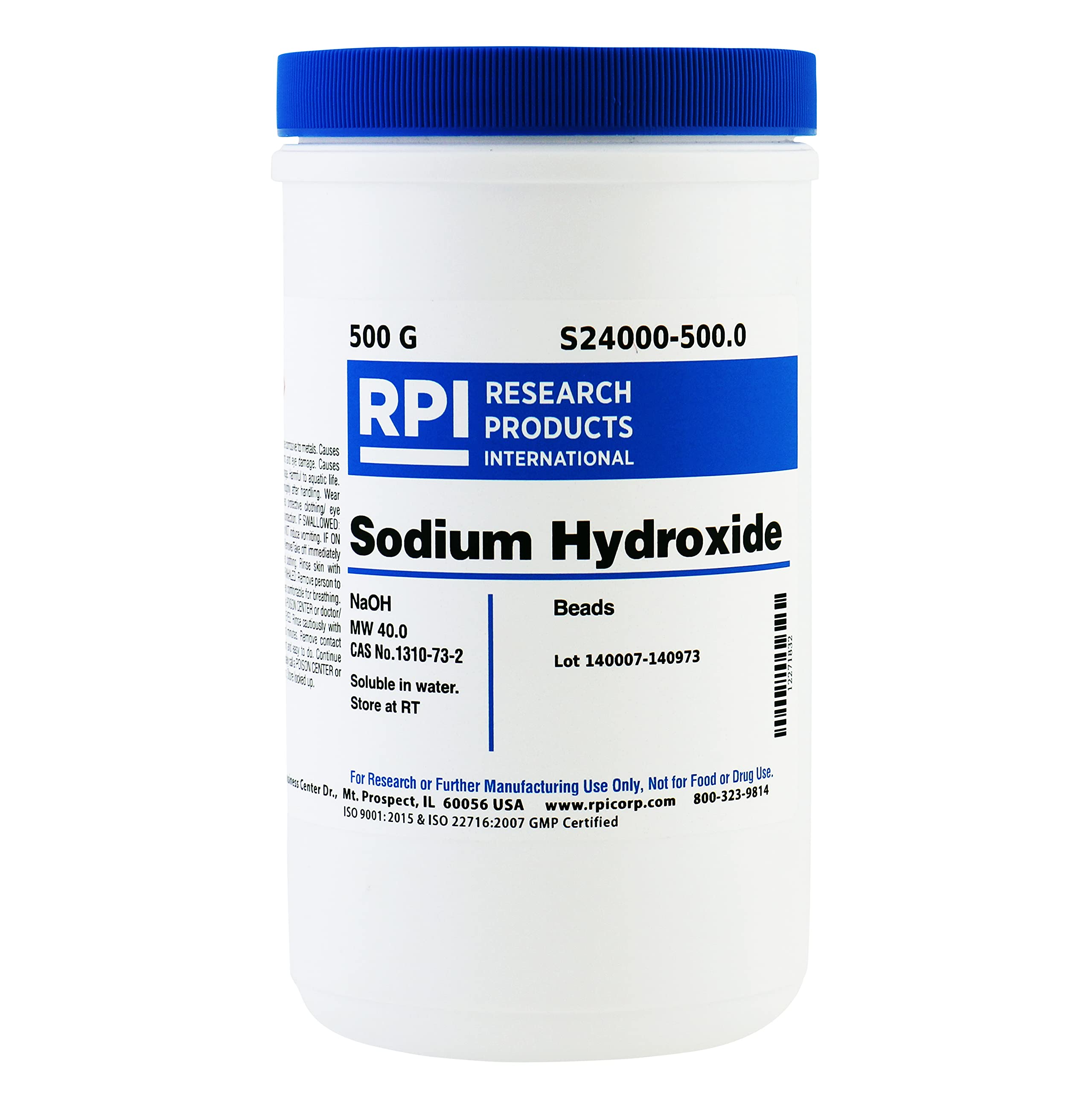 Sodium Hydroxide, ACS Grade, 500 Grams