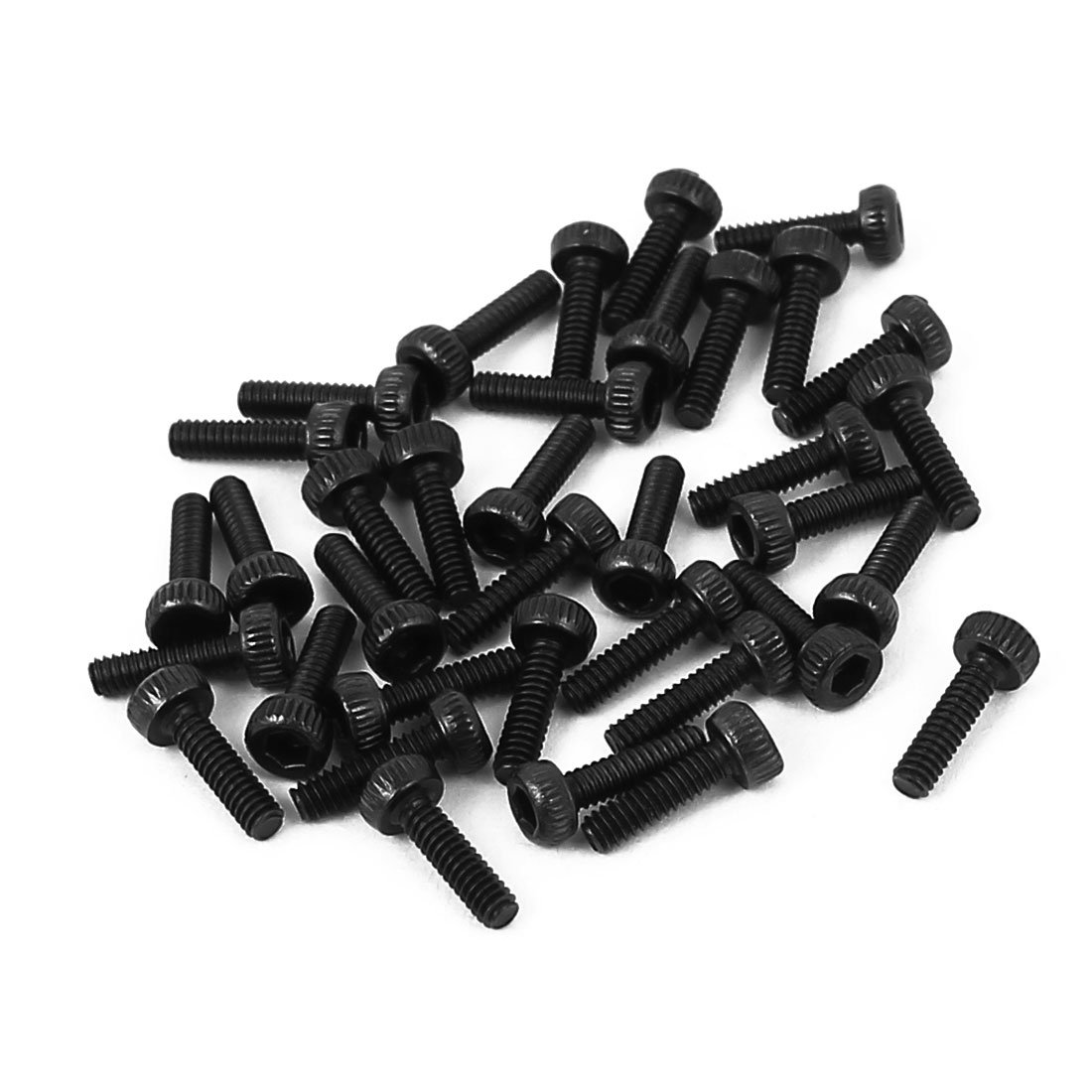uxcell M1.4x5mm 14.9 Alloy Steel Hex Socket Head Knurled Cap Screw Bolt Black 20pcs