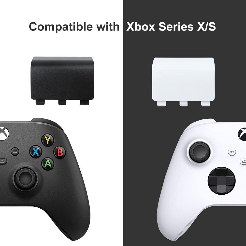 Aosai Replacement Battery Cover Door for Xbox Series X, Xbox Series S Controller, Battery Back Shell Repair Part Compatible with Xbox Core Controller (2 Black + 2 White)