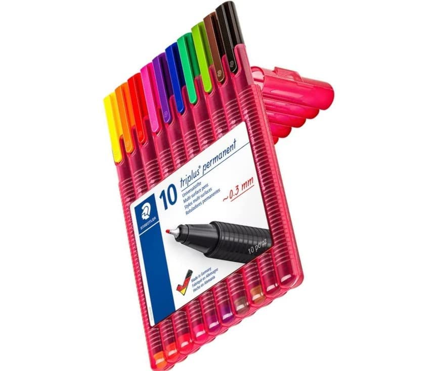 Staedtler 10 Triplus Permanent Multi-surface Pens