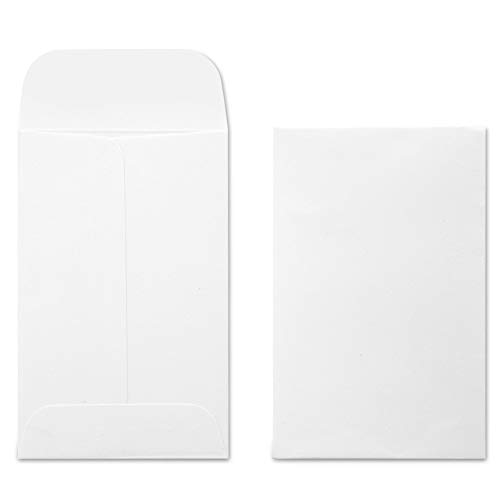 ValBox #1 Coin Envelopes 500Pcs/Box 2.25 x 3.5" Small Parts Envelope with Gummed Flap for Home, Garden or Office Use, White Kraft Seed Envelopes