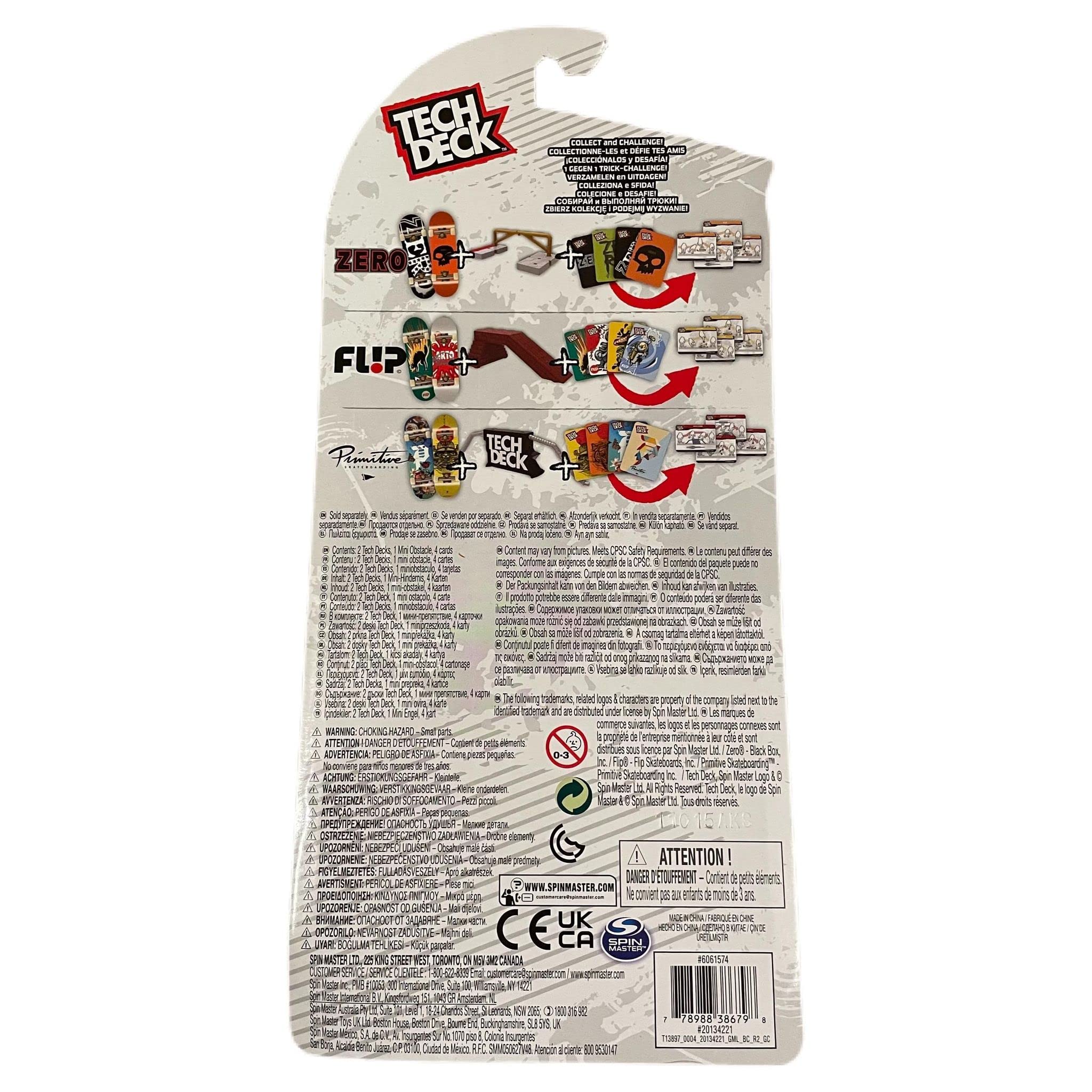 Tech Deck VS Series Sk8shop Mini Skateboard Fingerboard, Obstacle & Challenge Card Set (Primitive)