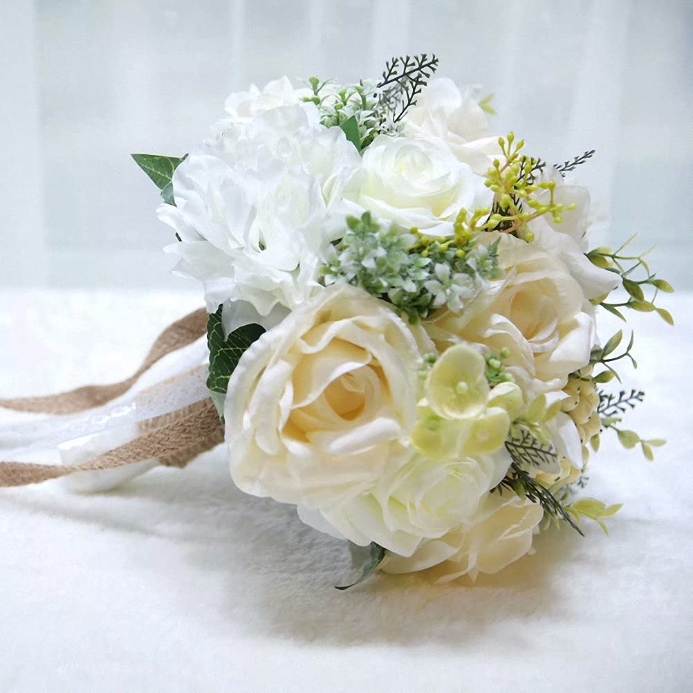 Scannay Artificial Flowers Rose Bouquet Bridal Wedding Bouquet Silk Rose Flower for Home Garden Party Wedding Decoration