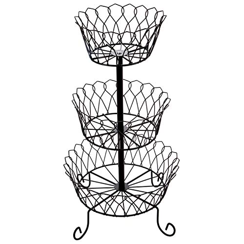 Trenton Gifts Three Tier Wire Basket | Black | Great For Fruits, Vegetable & More