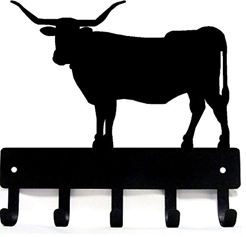 The Metal Peddler Texas Longhorn Steer Cow Key Rack - 9 inch Wide - Made in USA