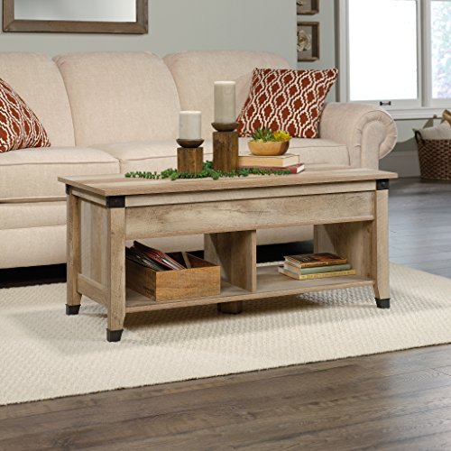 Sauder Carson Forge Rustic Lift Top Coffee Storage Industrial Living Room Table, L: 43.15" x W: 19.45" x H: 18.98", Lintel Oak Finish