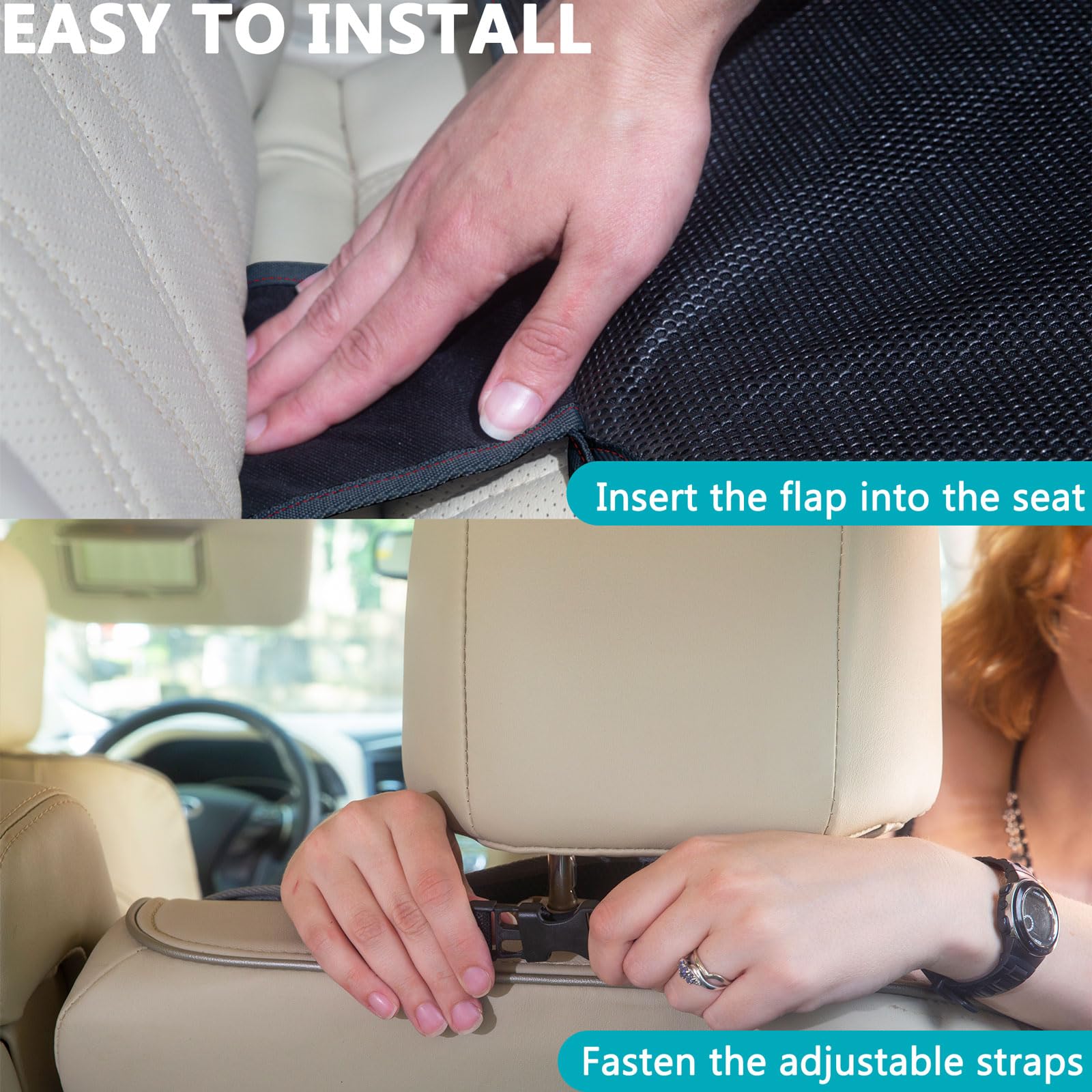 PIDO Car Seat Protector Under Baby Car Seat, Car Seat Mat for Leather Seats, Seat Protector Carseat with Thick Padding and Storage Pockets to Protect Vehicle Cloth and Leather Upholstery