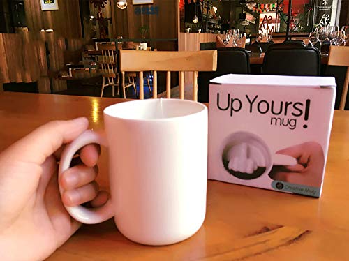Up Yours Mug Thumbs Up Ceramic Middle Finger Coffee Cup 14 Ounces Milk Tea Funny Coffee Gift Mug for New Year, Christmas, Halloween and Birthday