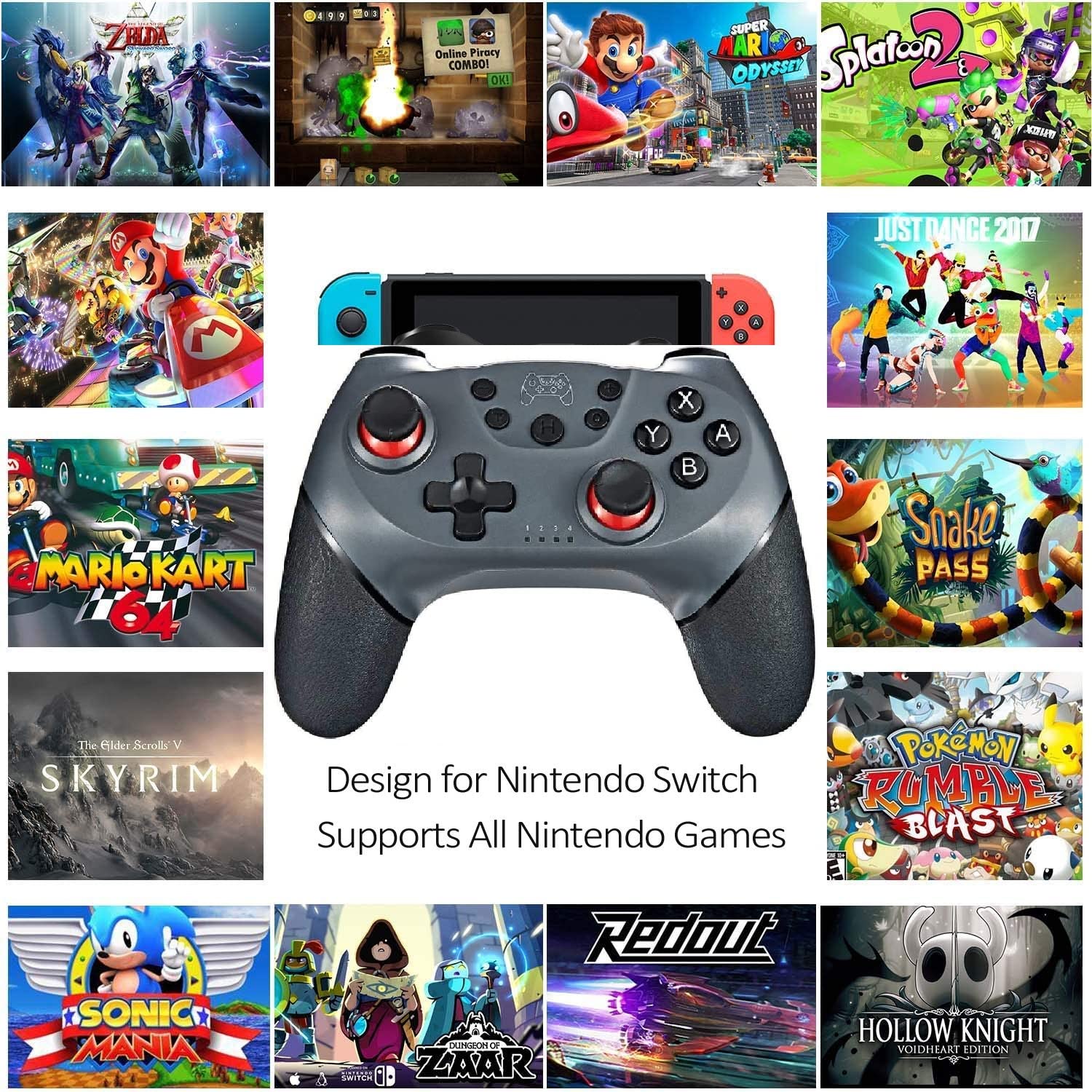 Rzzhgzq Wireless Controller for Switch/Switch Lite, Silver Switch Pro Controller Gamepad Joypad Remote with Gyro Axis, Turbo and Adjustable Wireless Controller for Girl,Boy,Men (SILVER)