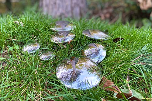 TickiT Sensory Reflective Silver Buttons - Set of 7 - Mirrored Discs for Babies and Toddlers Aged 0+ – Stainless-Steel, Sensory Stacking Pebbles - Stunning Nursery Decor