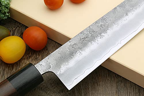 Yoshihiro Stainless Clad Nashiji Ginsan High Carbon Stain Resistant Steel Kiritsuke Multipurpose Chefs Knife (9.5"(240mm) & Saya)