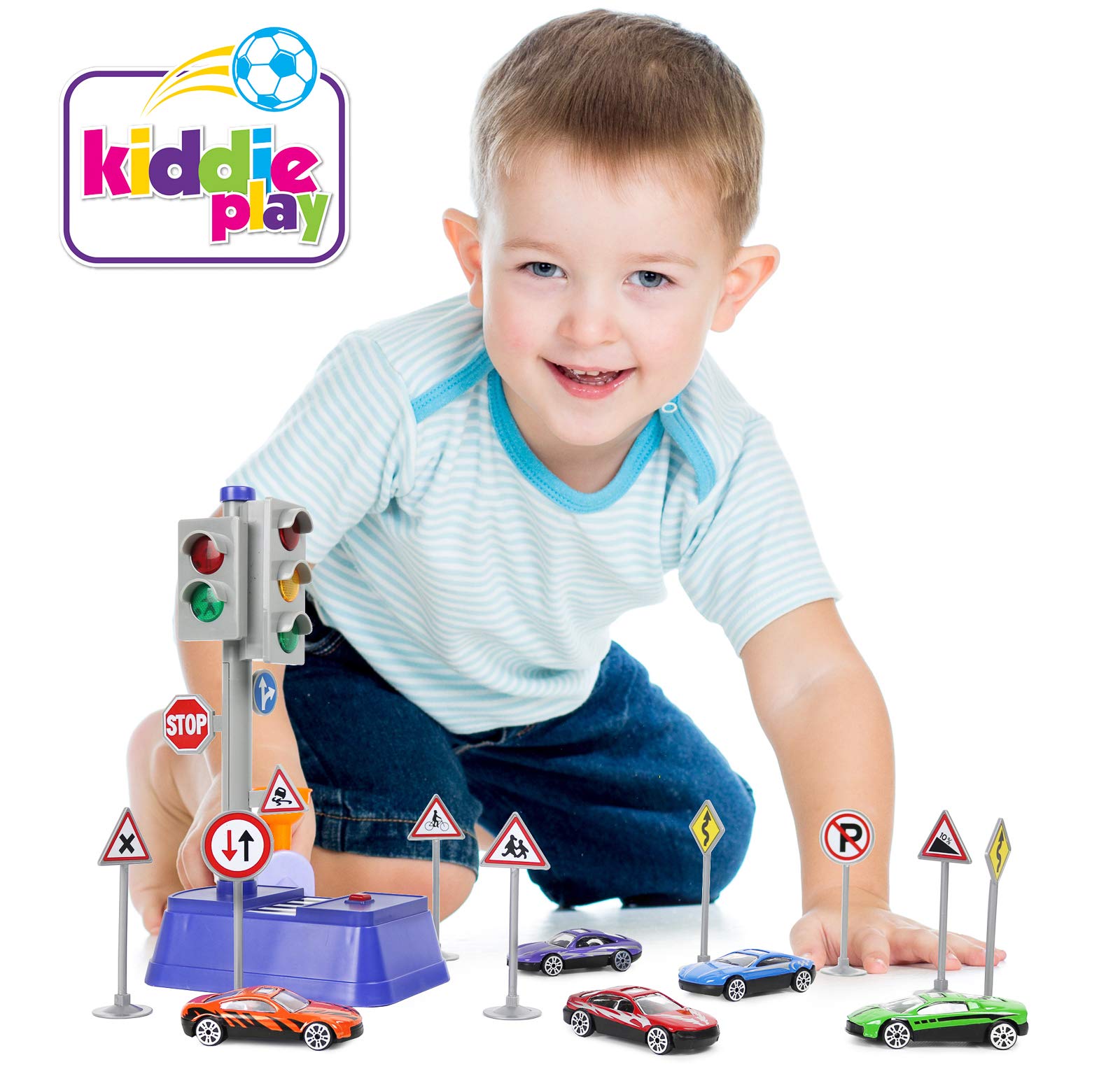 Kiddie Play Traffic Signs and Crosswalk Light Signal Toys for Kids (12pcs)