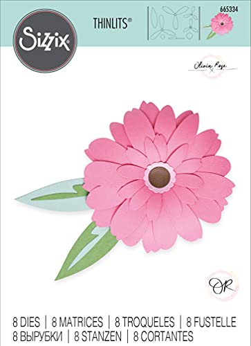 Sizzix Thinlits Dies Gerbera Flower by Olivia Rose 3 7/8 x 3 1/2 inches - 5/8 x 5/8 inches 665334 (Click to View Colorized Sample) Bundled with Artsiga Crafts Small Crafts Bag