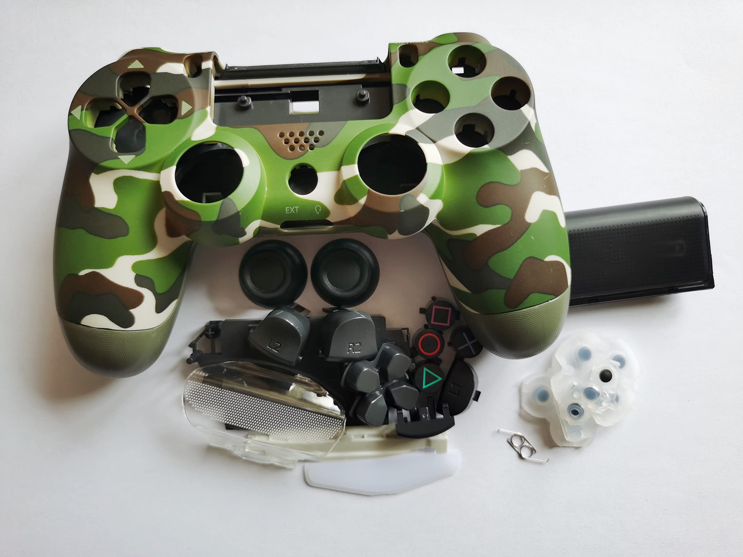 JMXLDS New Full Housing Shell Cover Case Protective Hard Skin with Buttons Set for Sony PS4 Slim Controller 4.0 JDS-040 JDM-040 Version-Camouflage Green.