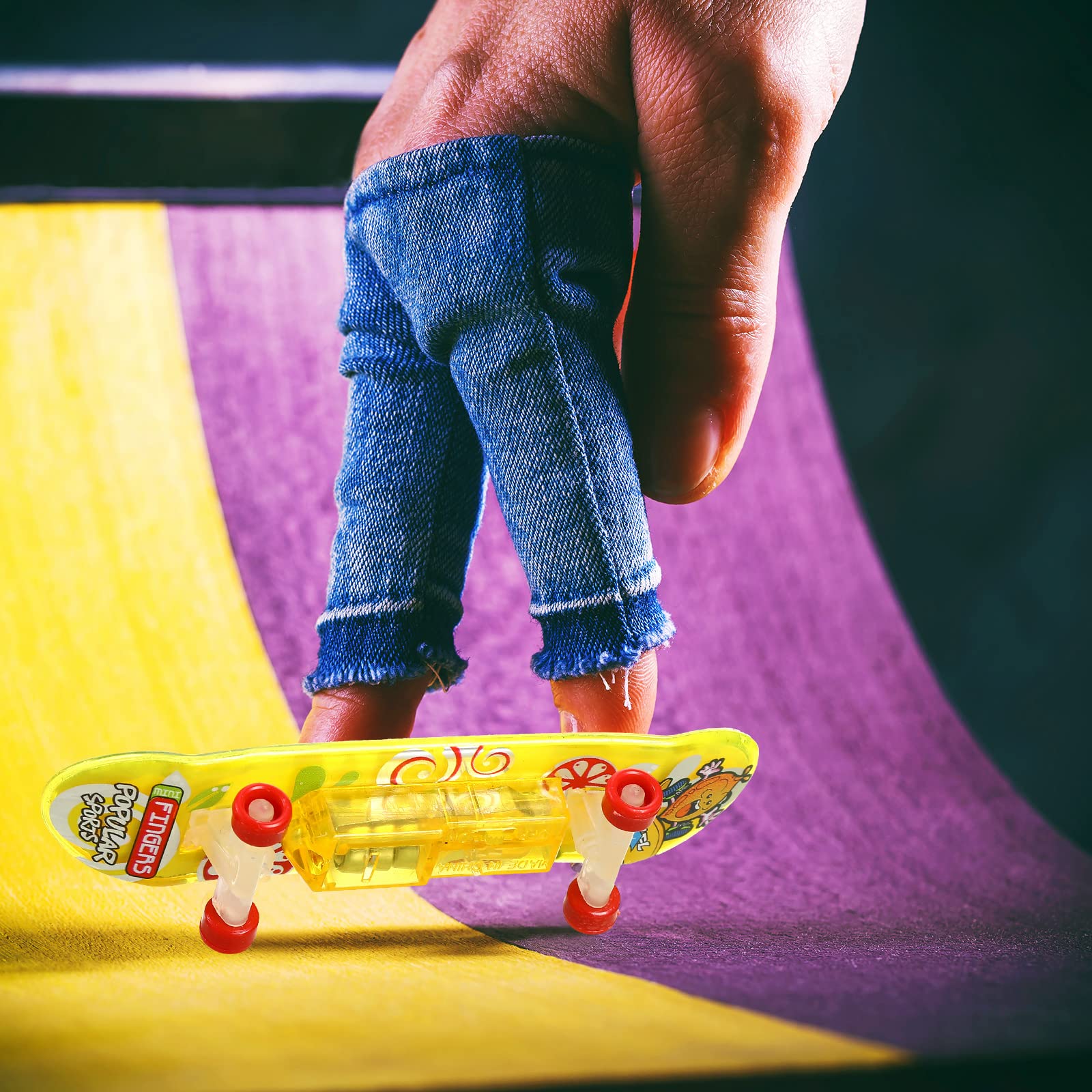 Sotiff 33 Pcs Light up Mini Finger Skateboard Toys Set, LED Finger Skateboards for Kids Hand Skateboard Toys Fingerboard Tiny Skateboards for Fingers Creative Fingertips Movement for Party(Classic)