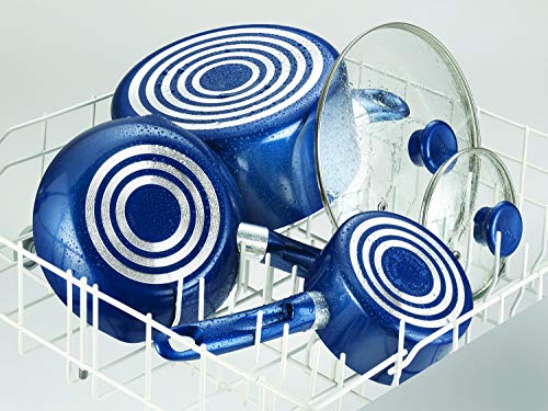 T-fal Excite ProGlide Nonstick Thermo-Spot Heat Indicator Dishwasher Oven Safe Cookware Set, 14-Piece, Blue