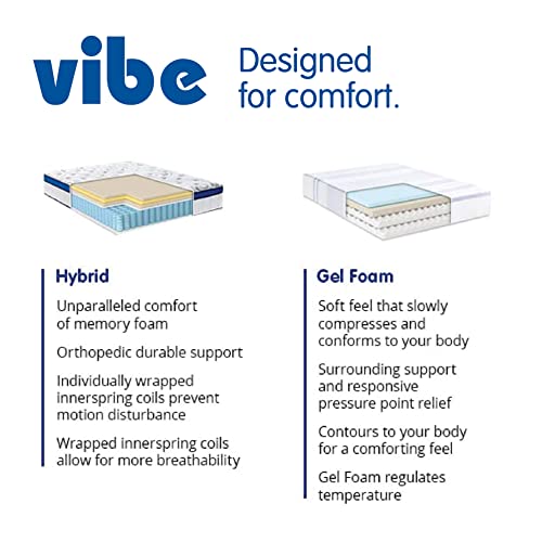 Vibe Quilted Gel Memory Foam and Innerspring Hybrid Pillow Top 12-Inch Mattress | CertiPUR-US Certified | Bed-in-a-Box Full