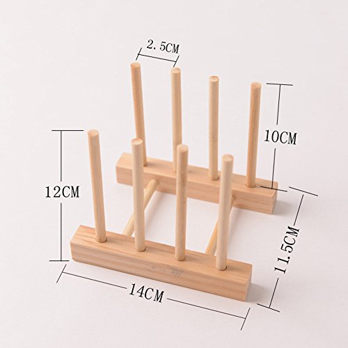 YWSHF Bamboo Wooden Dish Rack Dishes Drainboard Drying Drainer Storage Holder Stand Kitchen Cabinet Organizer for Dish,Plate,Bowl,Cup Pot,Lid,Book