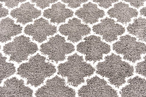 Unique Loom Rabat Shag Collection Area Rug - Marble (5' 1" x 8' Rectangle, Gray/ Ivory)