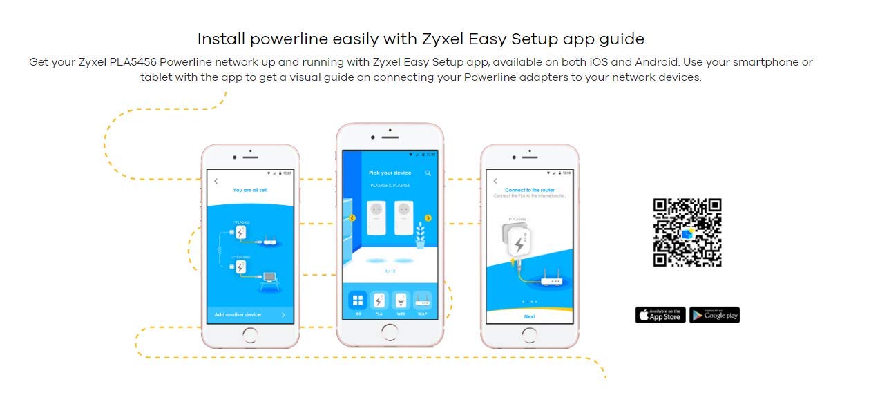 Zyxel AV2000 Powerline Ethernet Adapter Kit | Pass-Thru Power | Plug & Play | MIMO | HomePlug AV2 | 2 x GbE | Ideal for Smart TVs, On-Line Games, 4K Streaming | Brown Box Package | PLA5456BBKIT