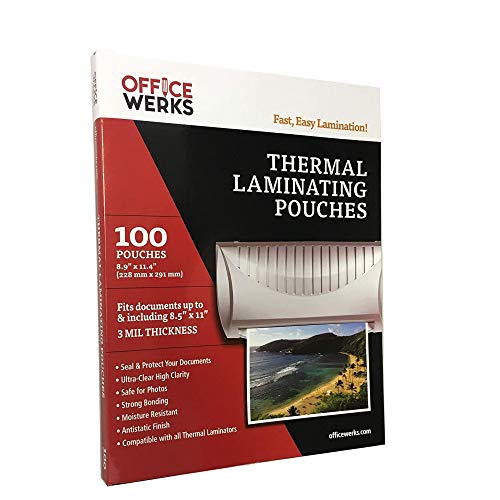 Thermal Laminating Pouches, 8.9" x 11.4", 100 Pack, 3 Mil, Compatible With All Thermal Laminators