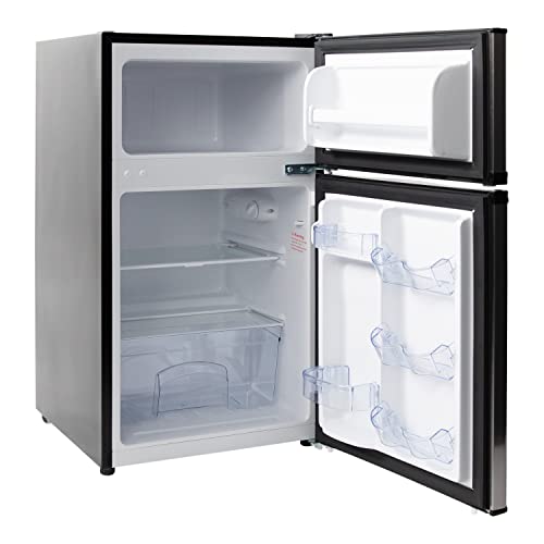 West Bend WBRT31S Mini Fridge for Home Office or Dorm, with Automatic Defrost and Adjustable Temperature, 3.1 Cubic Feet, Metallic