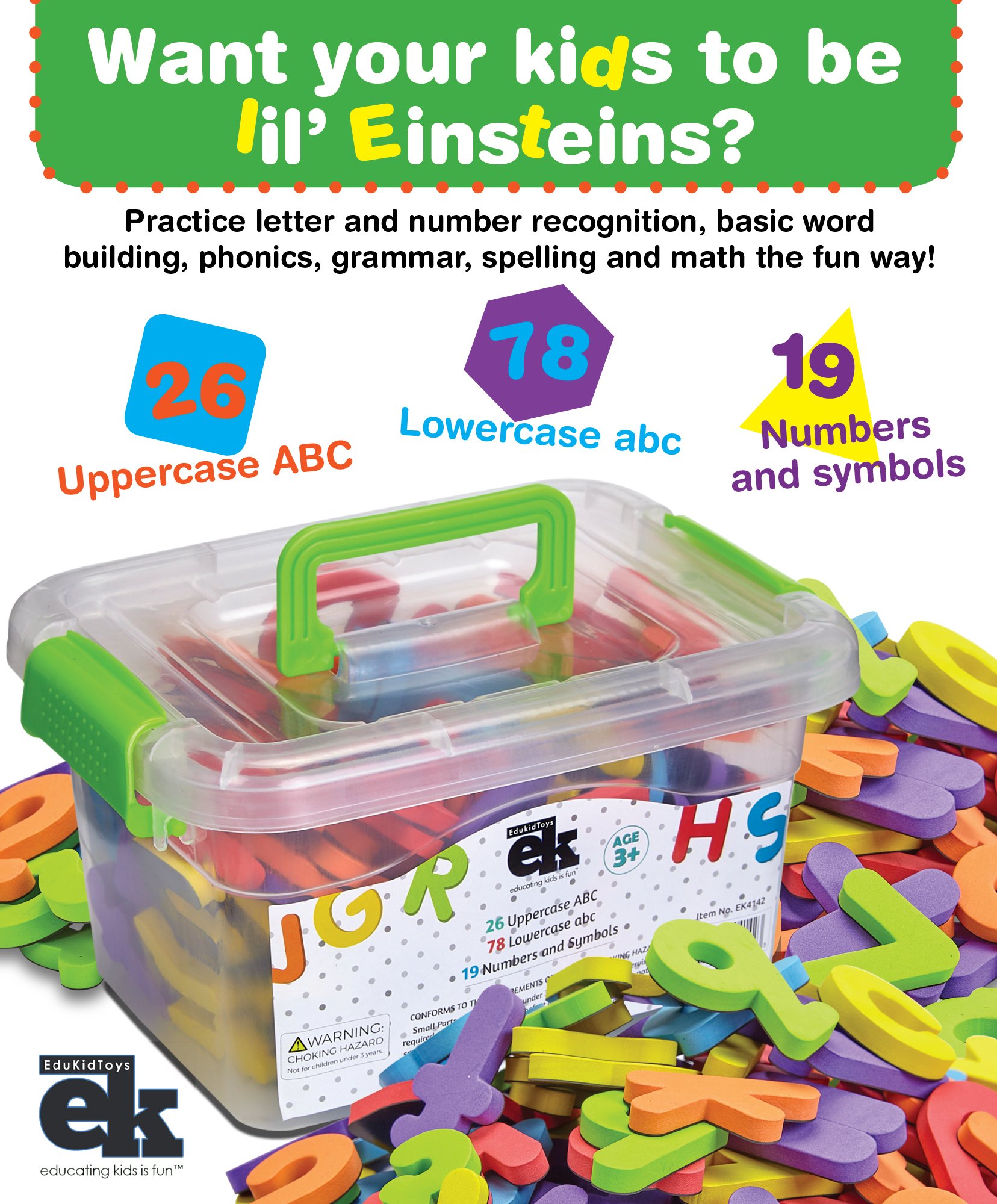 Magnetic Foam Letters and Numbers Premium Quality ABC, 123 Foam Alphabet Magnets | Educational Toy for Preschool Learning, Spelling, Counting in Canister