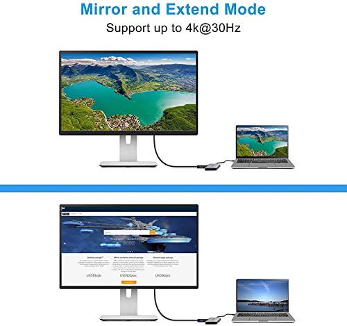 USB C to HDMI 4K Adapter with 100W Power Charging+ USB 3.0 3-in-1 Thunderbolt 3 Aluminum Hub, Compatible with MacBook Pro 2019/2018, XPS 13, Yoga 910, Galaxy S10/9 and Dex Supported Cellphone