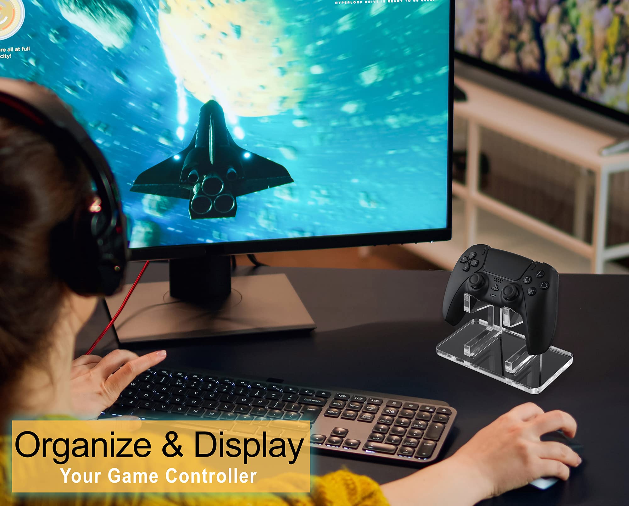 JDS Transparent Acrylic Universal Controller Stand for PS4, PS5, Xbox, Switch Consoles - Gaming Controller Holder for Storage, Organization & Display- 2 Pack