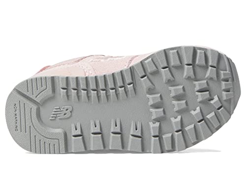 New Balance Girls 574 V1 Bungee Sneaker, Pink Haze/White, 7 Toddler