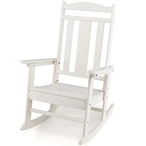 ZLDXDP Rocking Chair All Weather Rocking Chair High Back Porch White