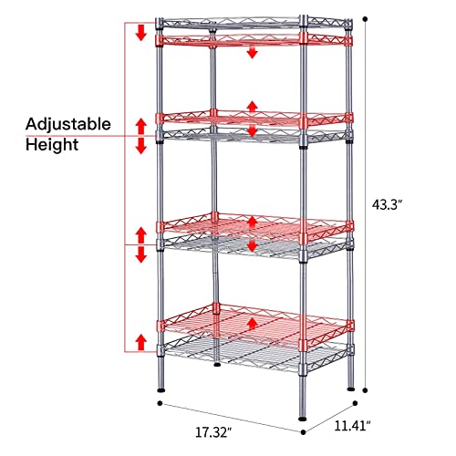 SINGAYE 4 Tier Shelf Adjustable Storage Shelf 350LBS Load Capacity Metal Storage Rack 17.32βL X 11.41βW X43.3β H