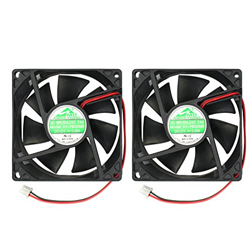 Security-01 80mm by 80mm by 25mm 8025 12V DC 0.20A Dual Ball Bearing Brushless Cooling Fan 2pin AV-F8025MB UL CE (Pack of 2)