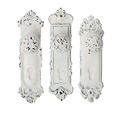 Vintage Door Knobs Hooks – Set of 3 Chic French County Door Knobs Hooks – Hand Painted Antique Hooks Decor