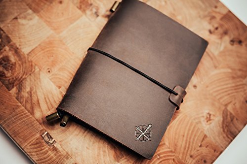 Wanderings Leather Pocket Notebook - Small, Refillable Travelers Journal - Passport Size, Perfect for Writing, Gifts, Travelers, Professionals, as a Diary or Pocket Journal. Small Size - 5.1 x 4 inches