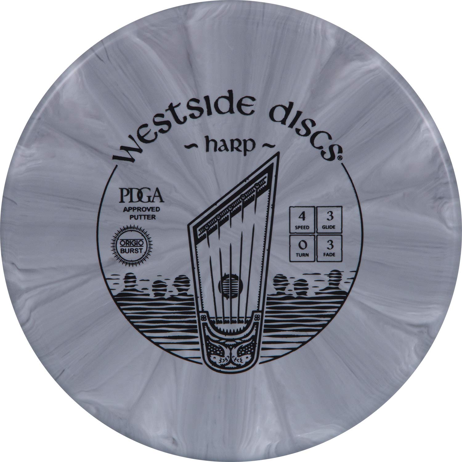 Westside Discs Origio Harp Disc Golf Putter | Overstable Frisbee Golf Putt and Approach Disc | 170g Plus | Stamp Colors Will Vary (Red)
