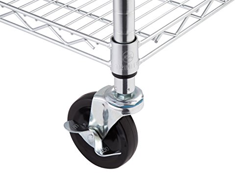 TRINITY EcoStorage Heavy Duty 4-Tier Adjustable Wire Shelving with Wheels and Backstands for Kitchen Organization, Garage Shelf Rack, NSF Certified, W D x 77β H, 48 by 18 by 72", Chrome