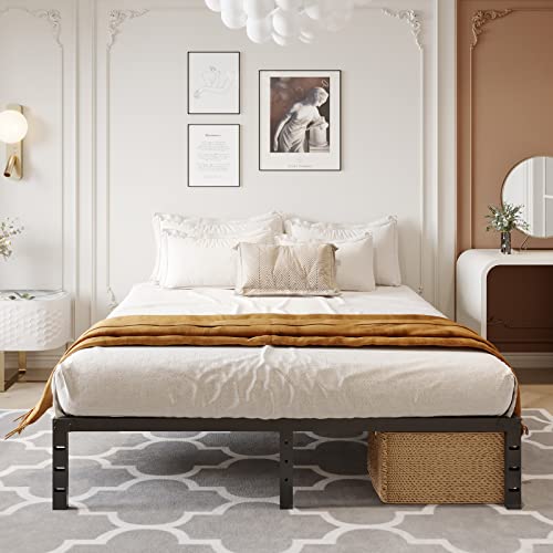 Vengarus Queen Bed Frame - 14inch Heavy Duty Metal Platform Bed Frames Queen Size with Storage Space Under Frame, Sturdy Steel Slat Support, No Box Spring Needed