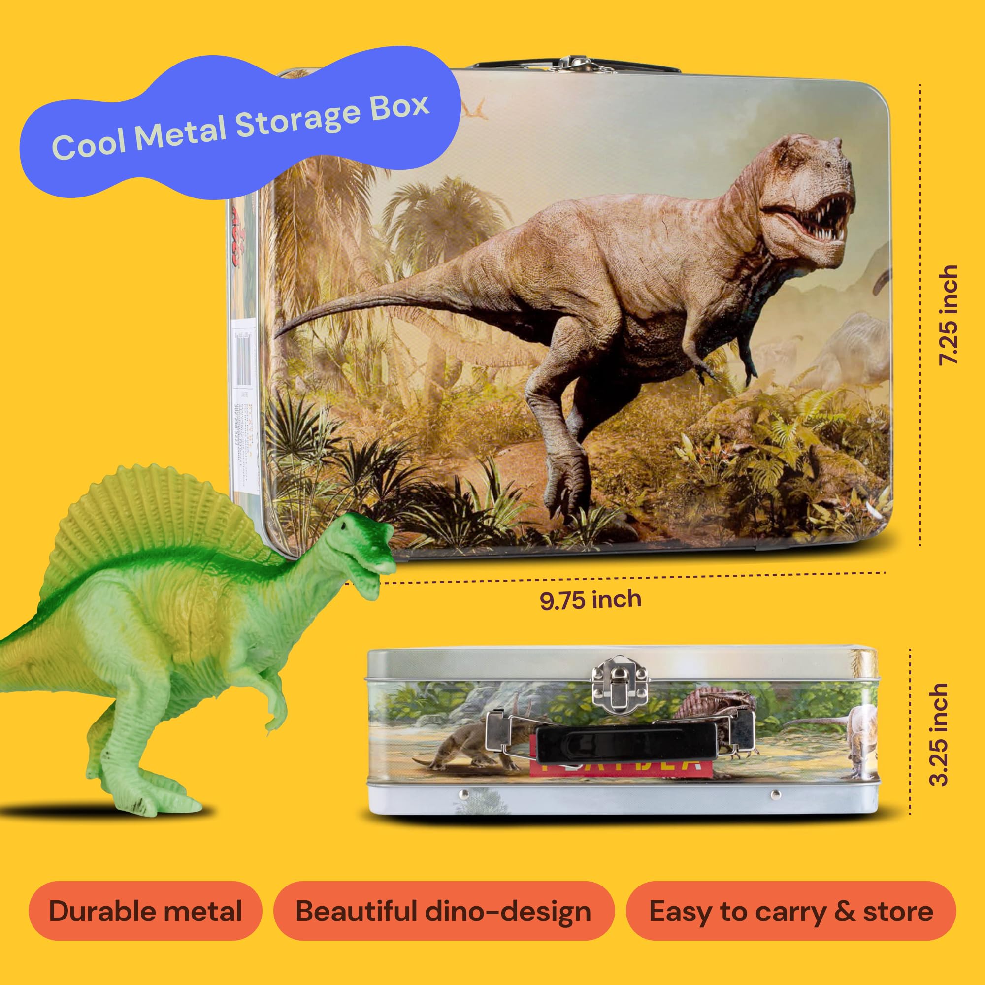 PLAYVIBE Dinosaur Toys for Kids 3-5 β 12 Realistic Small Dinosaur Figures with Storage Box, 5-7 Years Old β Toddler Boy Dino Toys