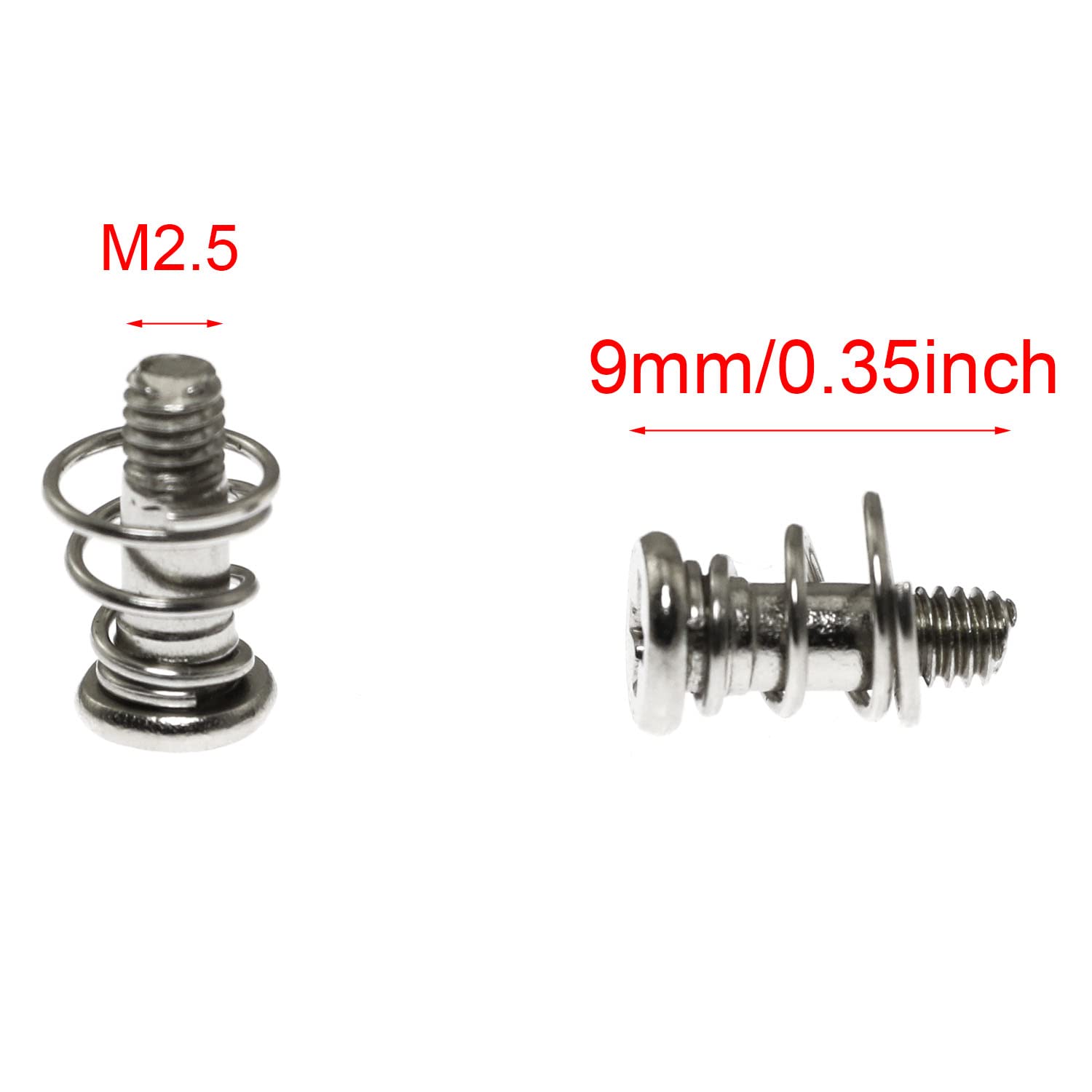 ZRM&E 20pcs M2.5x9mm Spring Screws GPU Graphics Card Back Plate Heatsink Screws Phillips CPU Mainboard Radiator Fixing Bolts DIY Step Screws