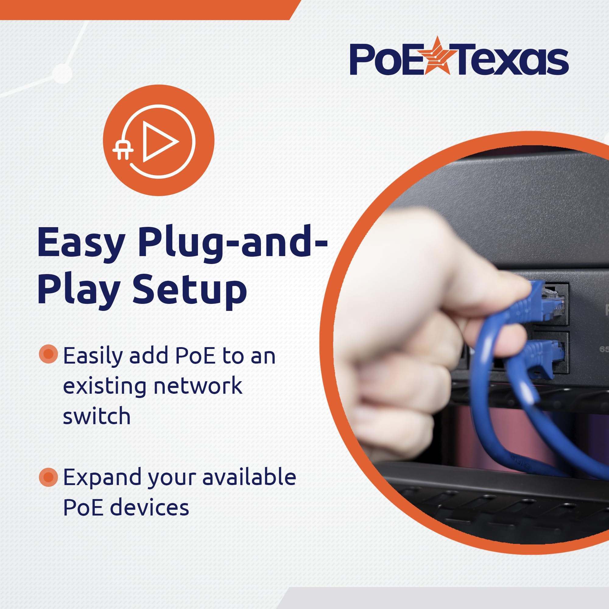 PoE Texas POE-16-48v120w | 16 Port Passive PoE Injector - Power Over Ethernet for 802.3af Cameras, IP Phones, Access Points and More with 10/100 Data