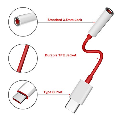TITACUTE USB C to 3.5mm Audio Adapter 2 Pack Type C Male to 3.5mm Female Audio Cable Aux Adapter Stereo Headphone Jack Converter Adapter for OnePlus 10T 11 8T 7T 6T 7 8 9 10 Pro Google Pixel 6a 7a 6 7