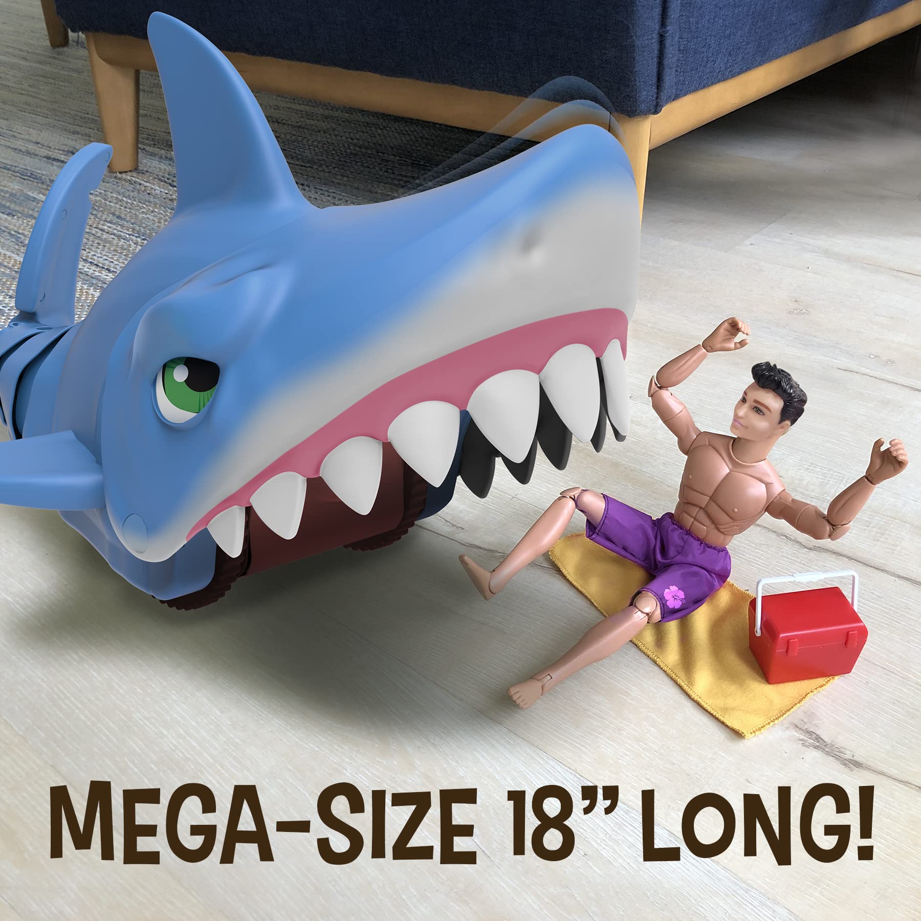 Skyrocket Mega Chomp Remote Control Shark Toys for Boys and Girls Ages 4+ with 2.4 GHz Controller and RC Chomping Action, Blue (18493)