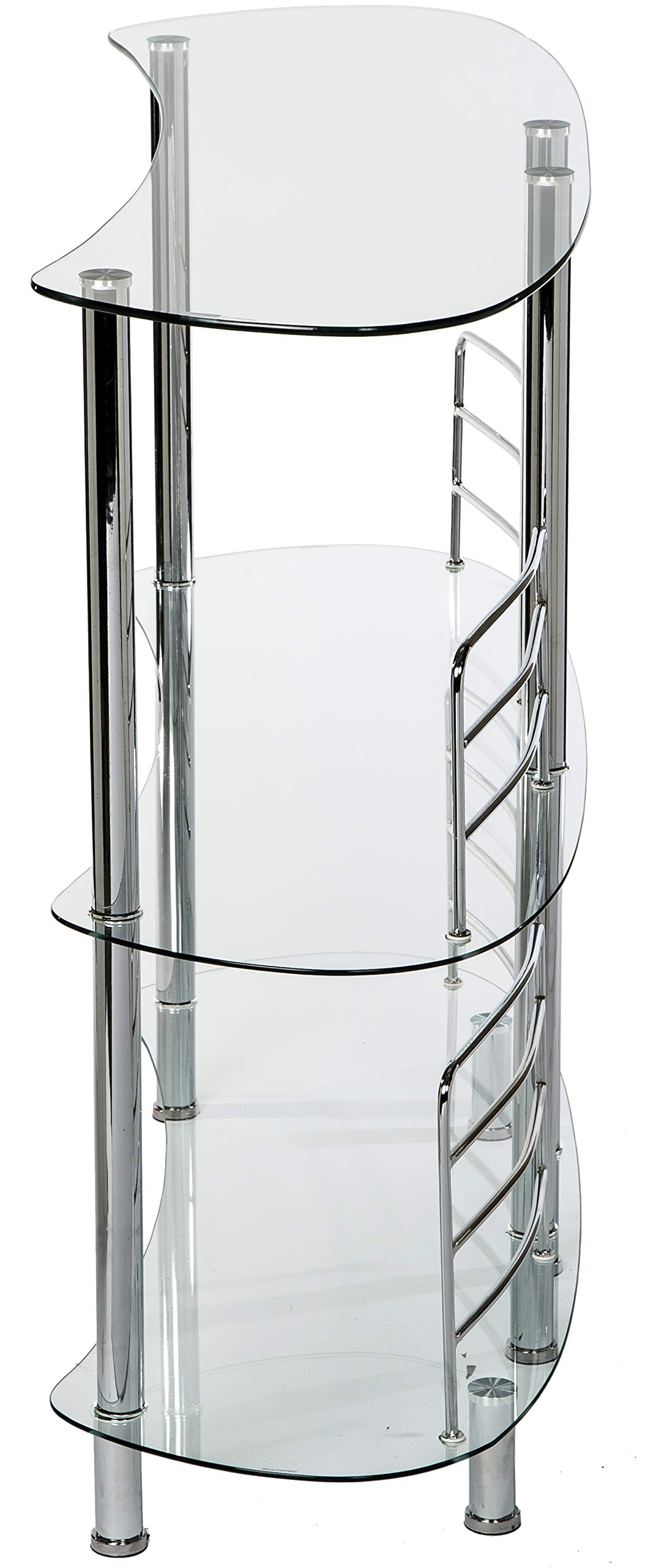 Mango Steam Bar Table for Home - Contemporary Modern Home Bar Unit, Liquor Bar with 2-Tier Storage Shelves, Durable Liquor Bar for Parties & Gatherings, 47" L x 13.6" D x 41" H - Clear