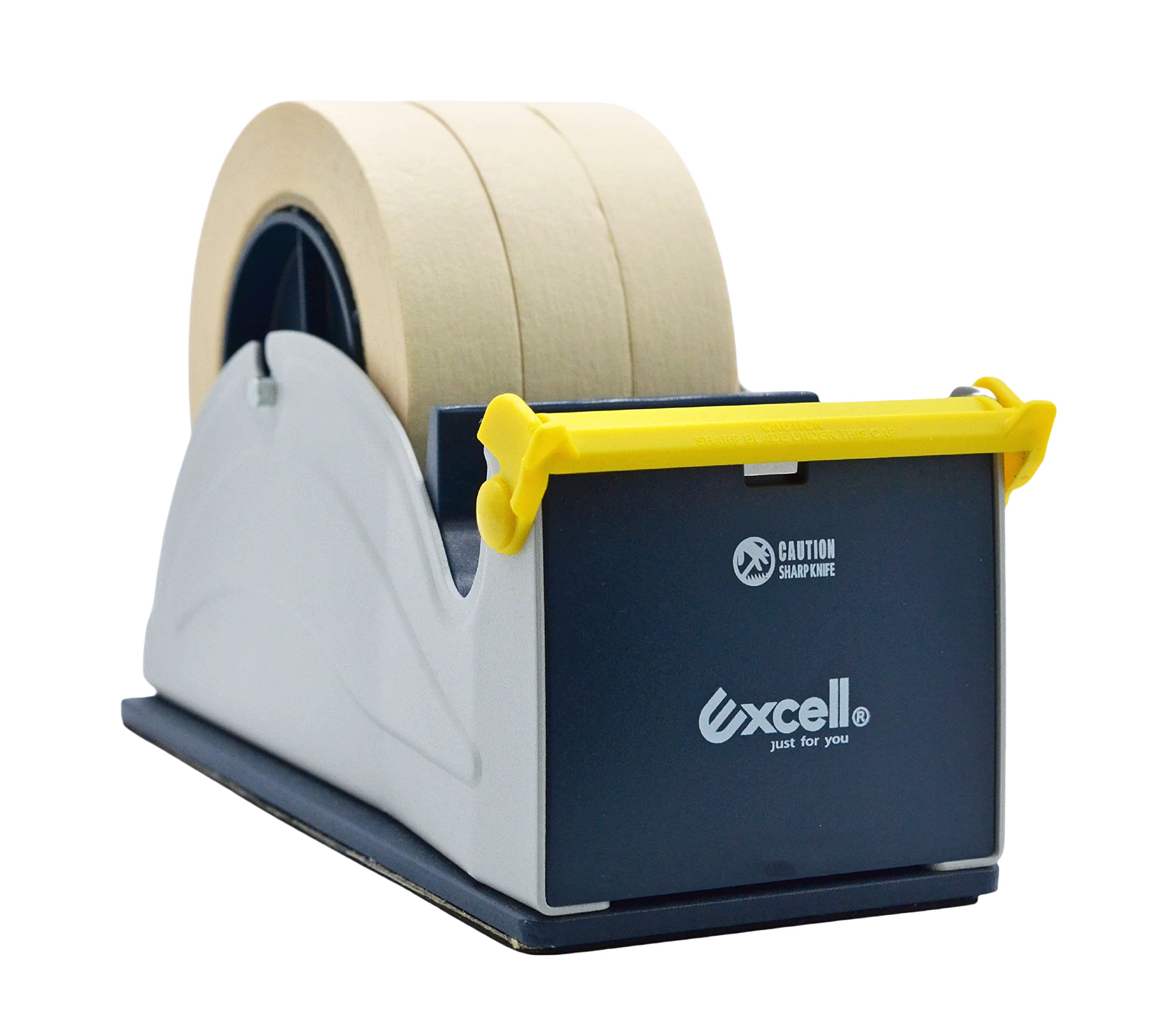 WOD TTD3SD Tabletop Multi-Roll Steel Desktop Tape Dispenser, Blue & Gray - Fits Tape up to 3 inch Wide, Holds 3 inch core, Weighted Rubber Base for Stability